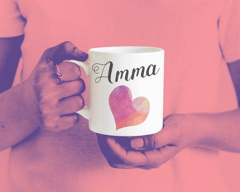 Amma Mug Heart Watercolor Design, New Amma Gift for Christmas or ...