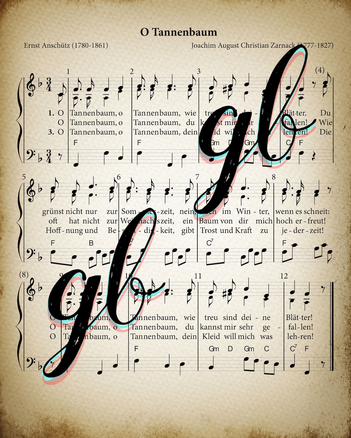 O Tannenbaum Printable Vintage Sheet Music German Christmas | Etsy