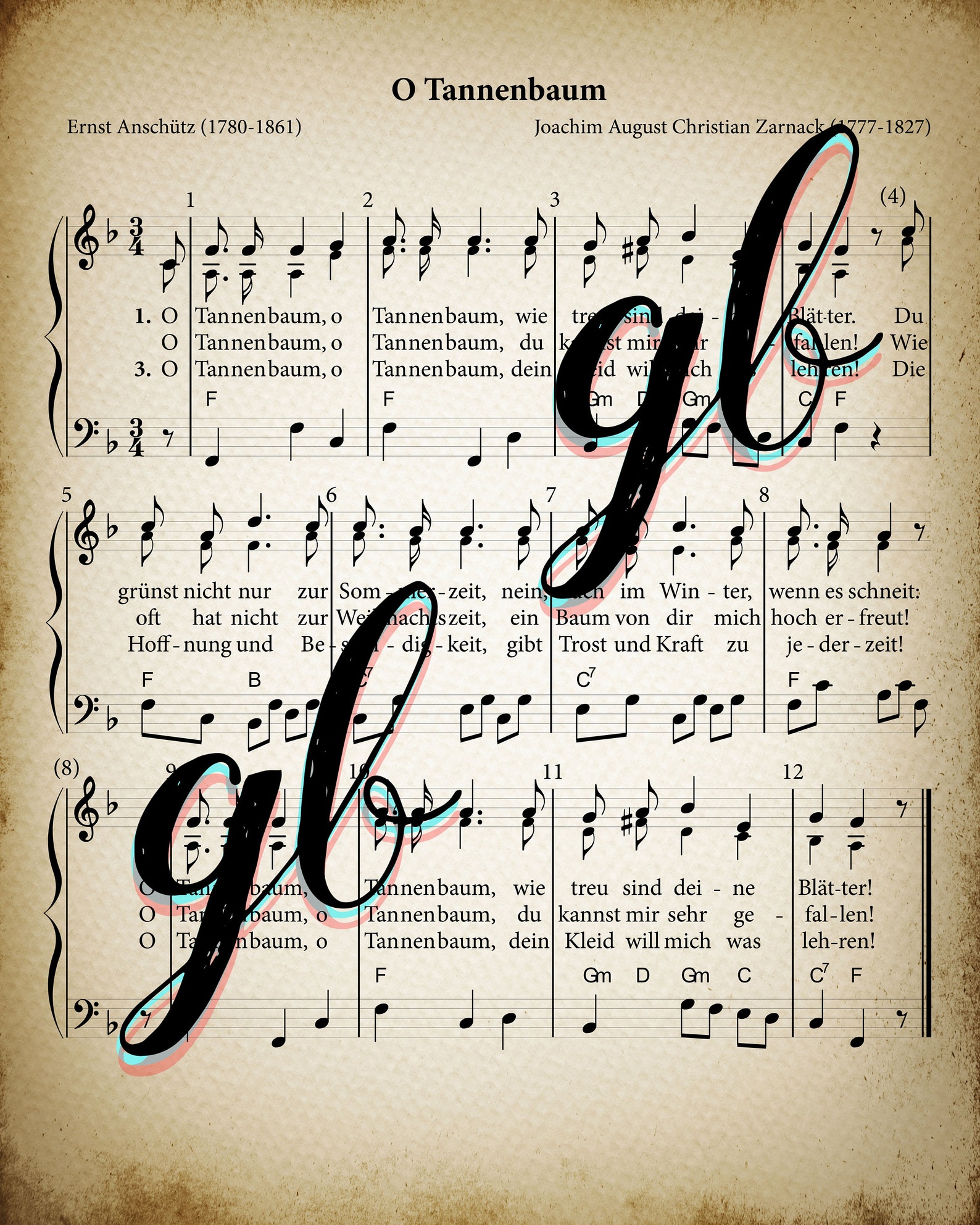 O Tannenbaum Printable Vintage Sheet Music | German Christmas Classic ...