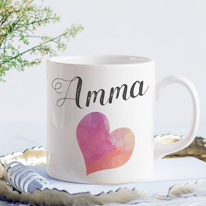 Amma Mug Heart Watercolor Design, New Amma Gift for Christmas or ...