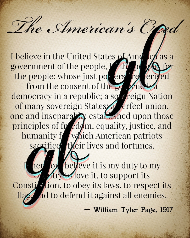 American's Creed Printable American Decor Patriotic | Etsy