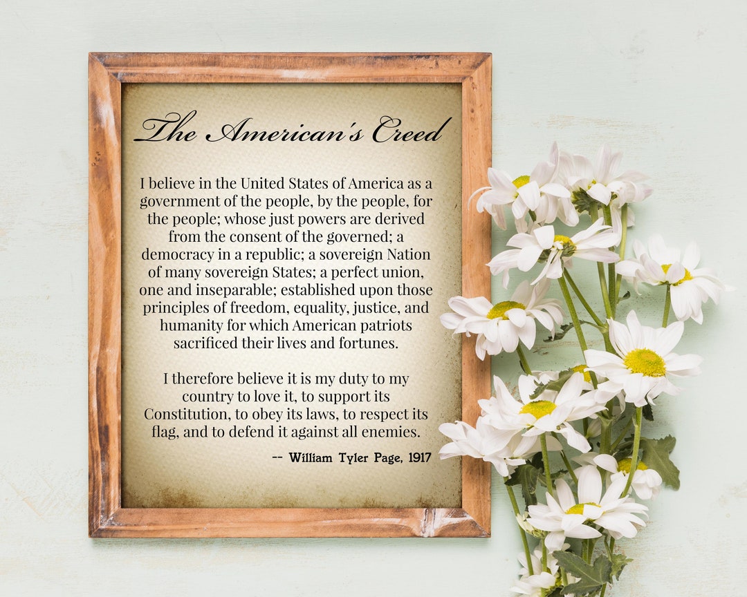 American's Creed Printable American Decor | Patriotic Americana Print ...