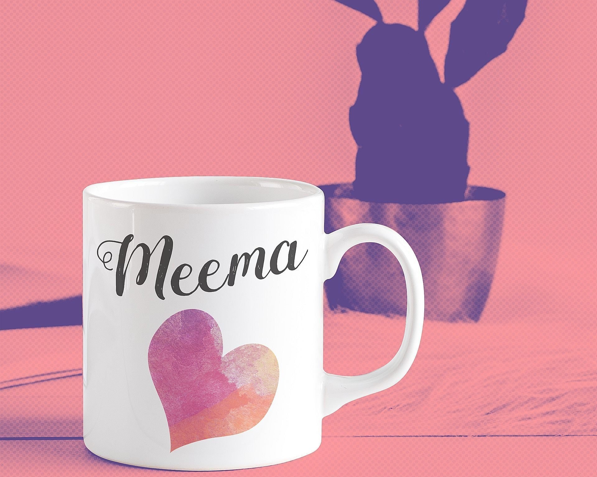 Meema Mug Heart Watercolor Design New Meema Gift for | Etsy