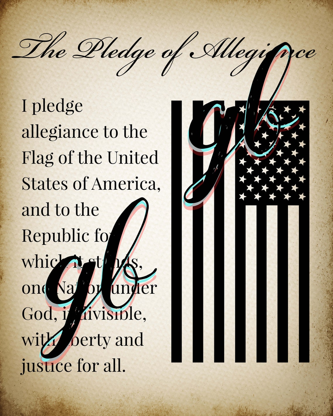 The Pledge of Allegiance Printable American Flag Decor | Patriotic ...