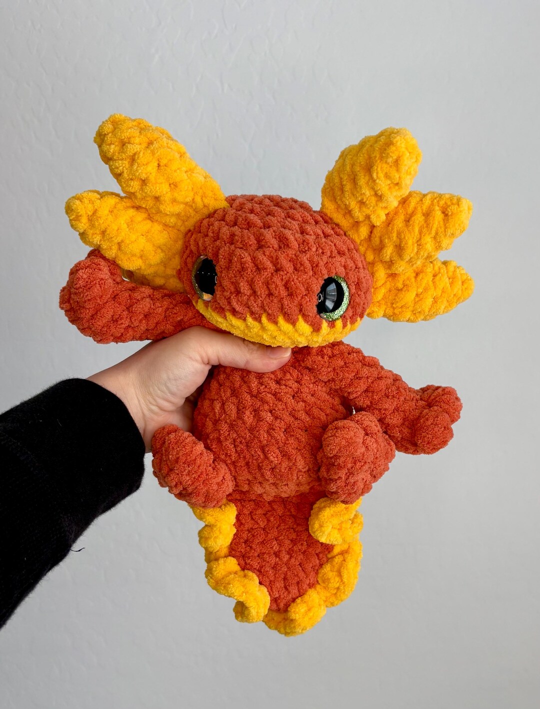 Sunflower the Axolotl Plushie, Handmade Crochet Amigurumi, Cuddly ...