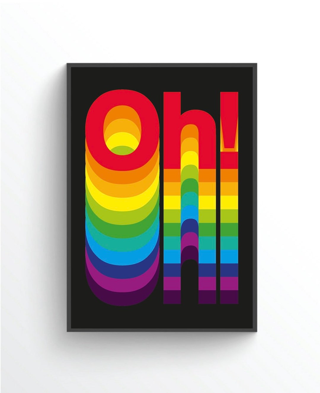 Rainbow, 70s Style Home, Modern Art, Gifts for Xmas, Typography Style ...