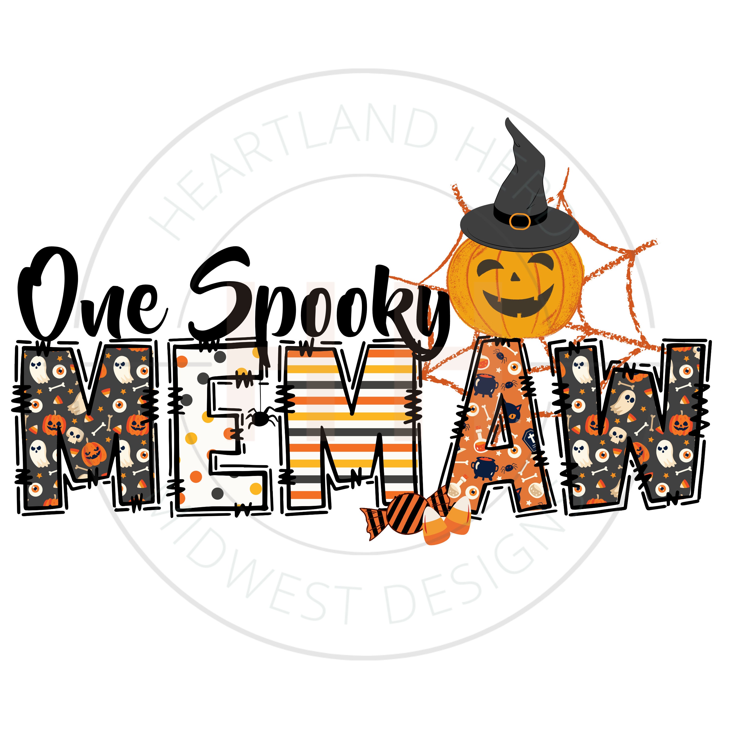 One Spooky Memaw PNG Halloween Memaw Sublimation Memaw Shirt Graphic ...