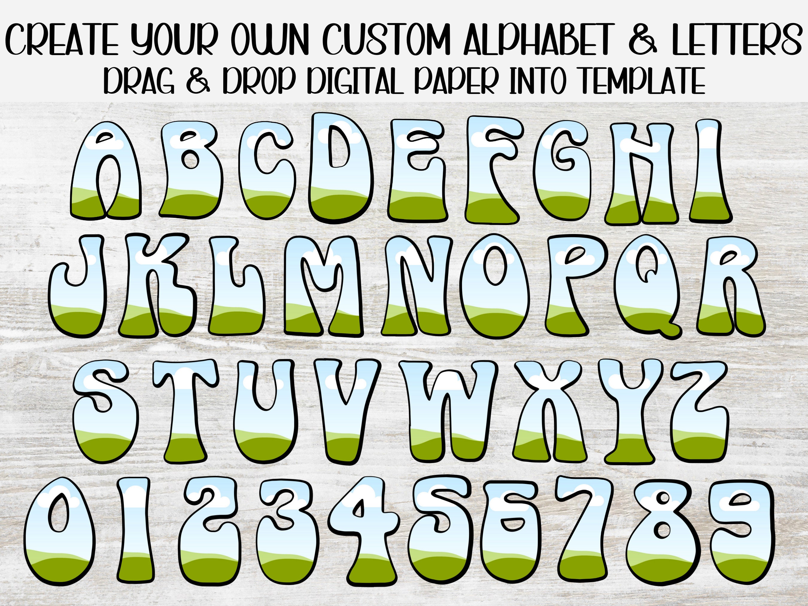 Retro Letters and Numbers Canva Template | Drag and Drop Custom ...
