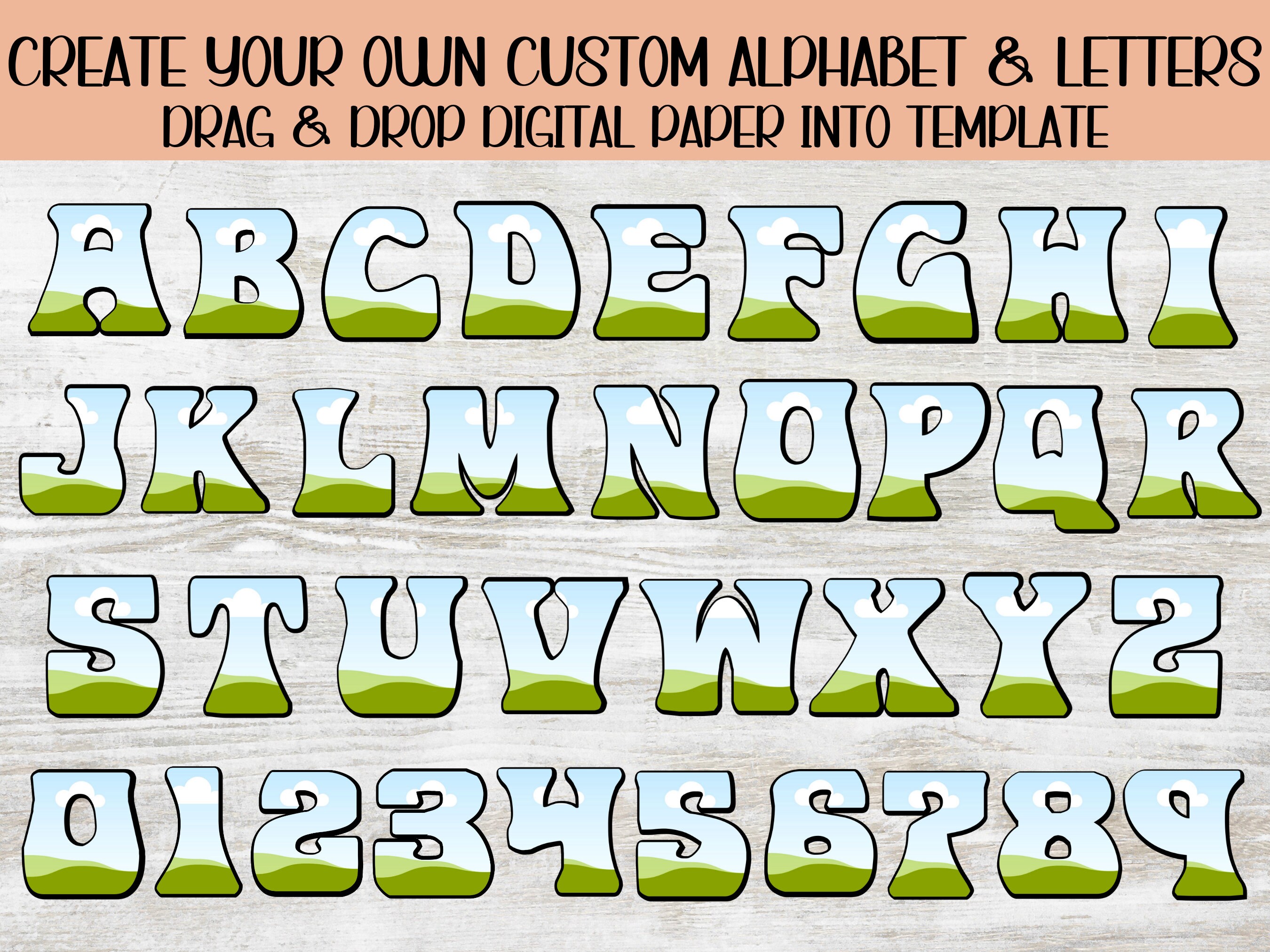 Hippie Letters and Numbers Canva Template | Custom Retro Alphabet ...