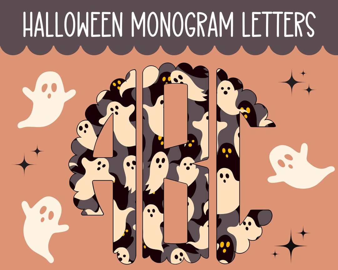 Halloween Ghost Monogram Letters PNG | Fall Monogram PNG | Halloween ...