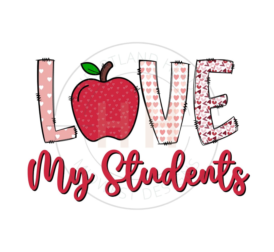 Love My Students | Teacher Valentine's Day PNG | Pink and Red Heart ...