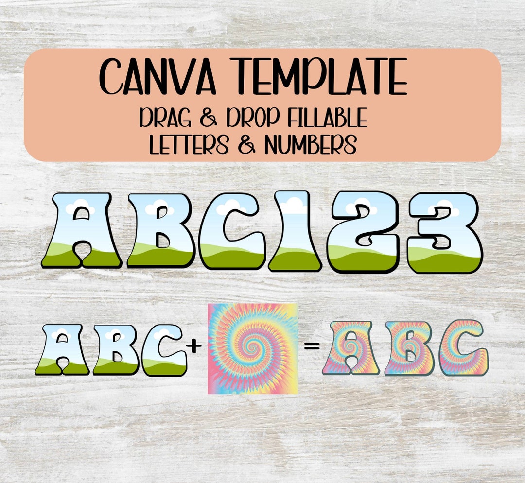 Hippie Letters and Numbers Canva Template | Custom Retro Alphabet ...