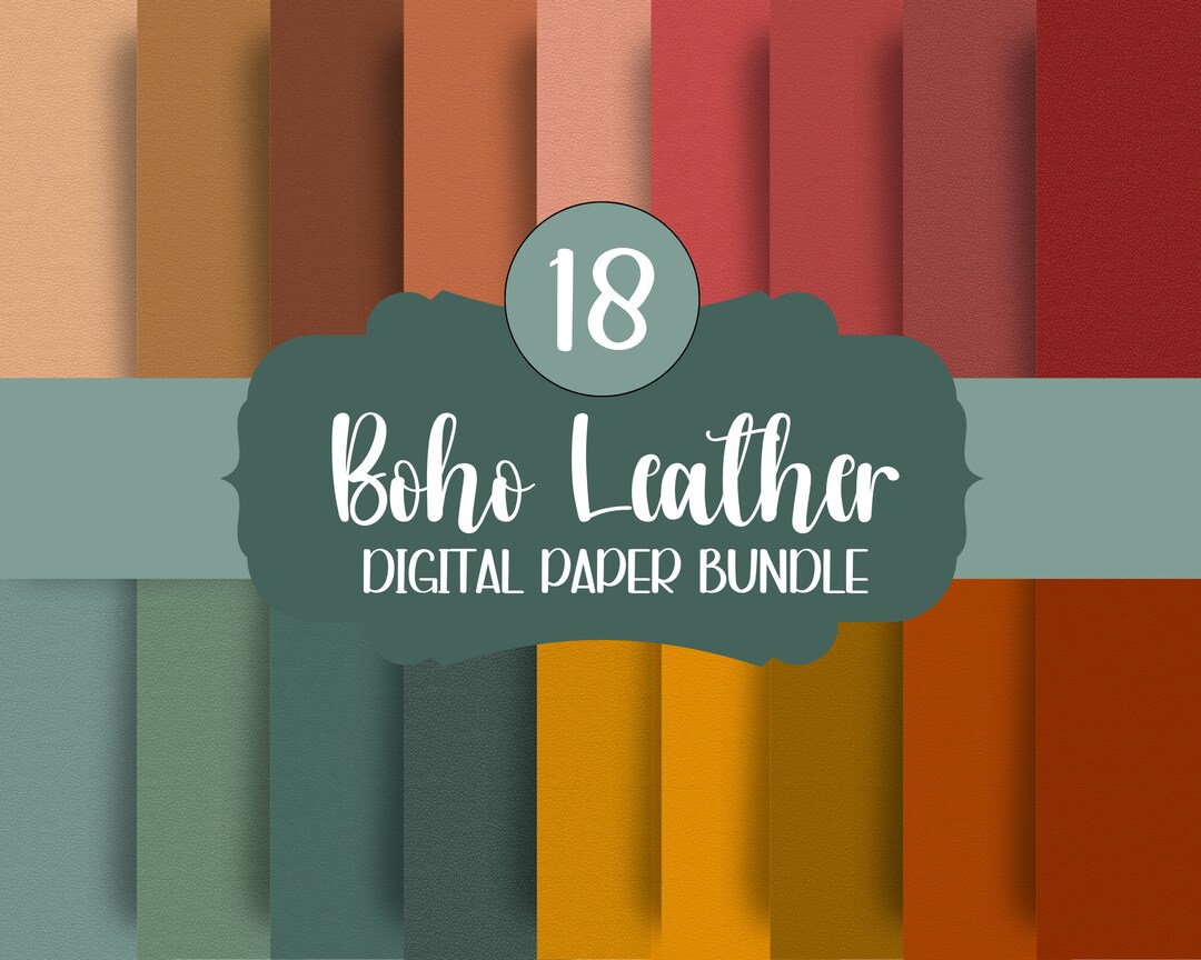 Boho Leather Digital Paper Bundle | Natural Color Patterns | Earthy ...