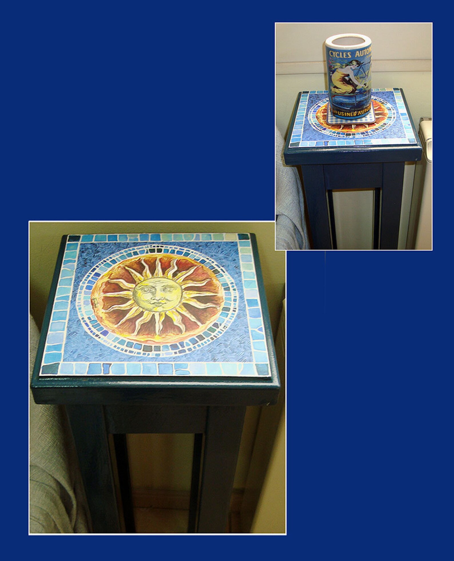 Hand Painted Furniture Small Tall Hand Painted Side Table Smiling Sun ...