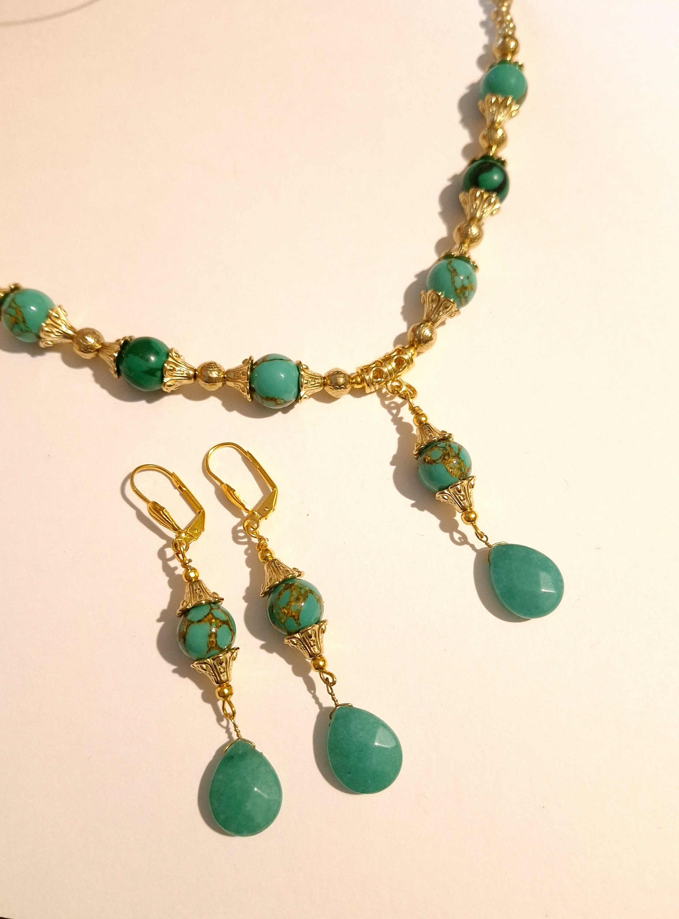 Jade Malachite Azurite Gold Jewelry Set Victorian Gold Set - Etsy