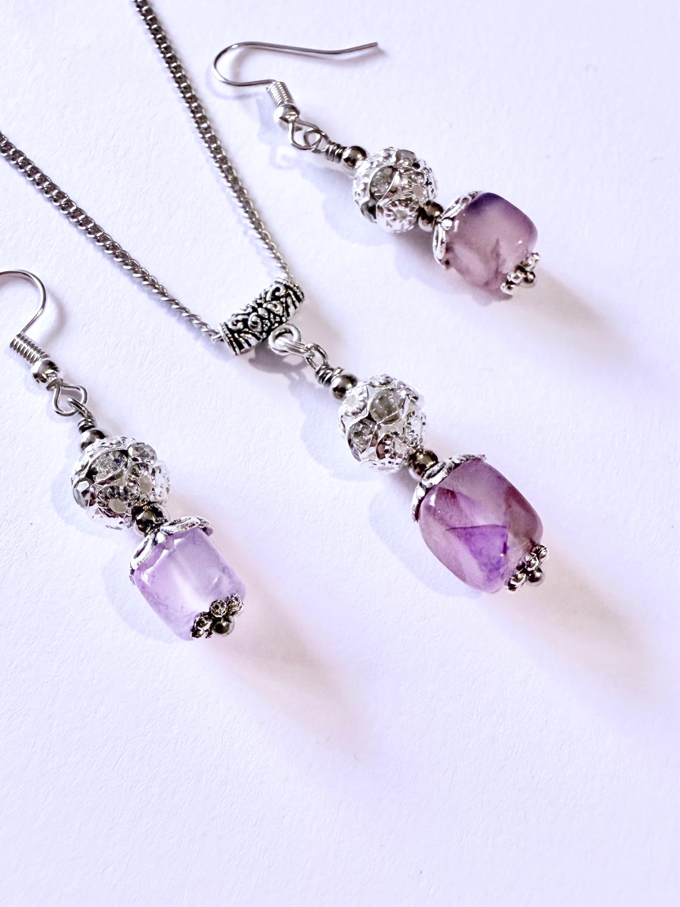 Victorian Jade Silver Jewelry Set Lavender Purple Clear Jadeite ...
