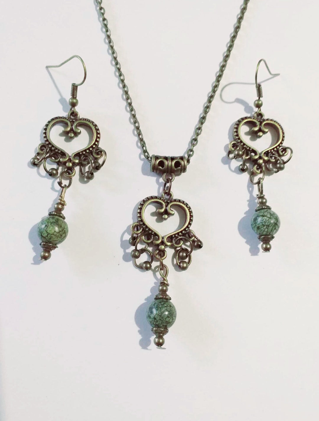 Victorian Serpentine Bronze Jewelry Set Bohemian Jewelry Set Earrings ...