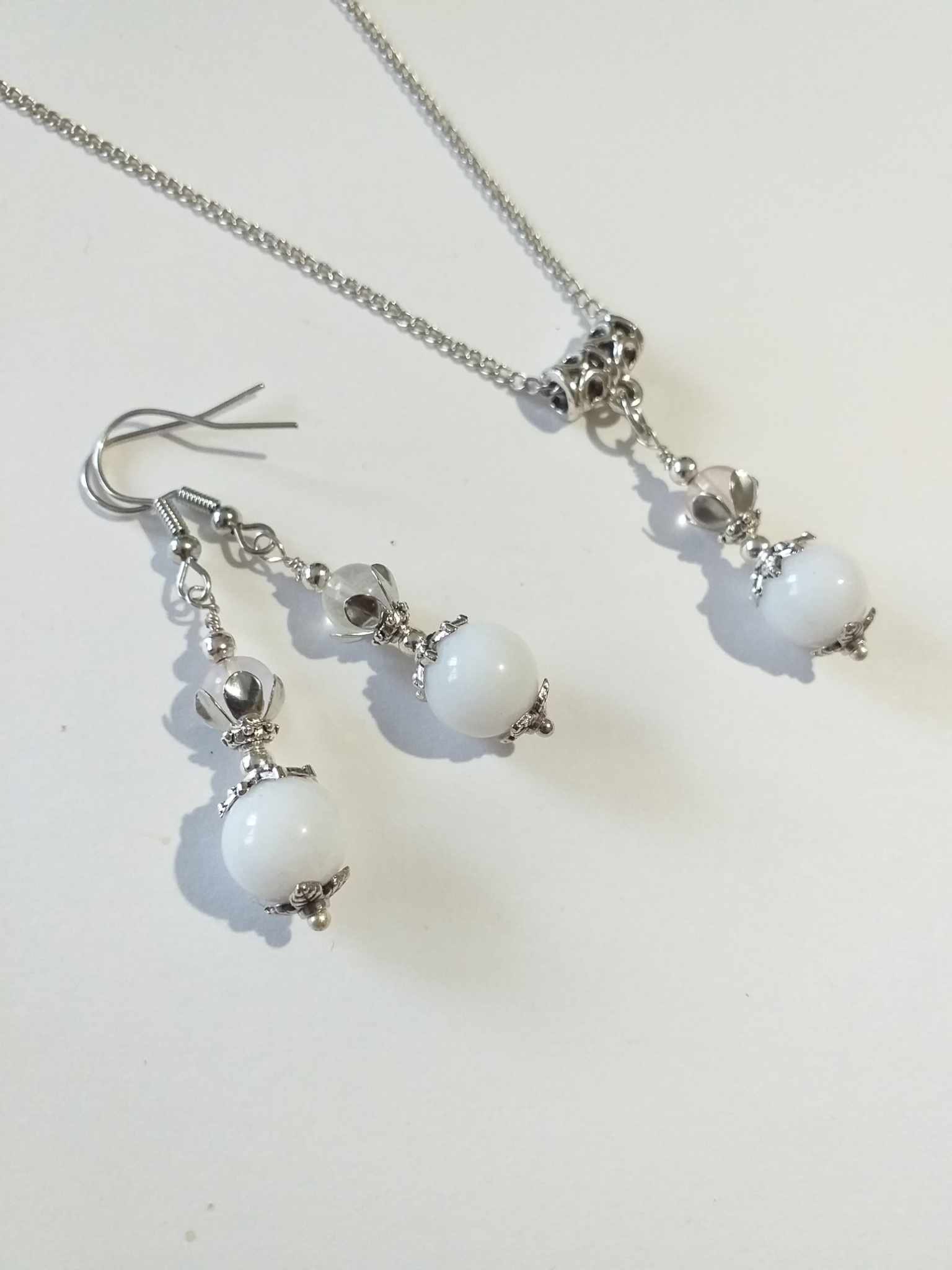 White Nephrite Jade Silver Jewelry Set White Jade Tourmaline - Etsy