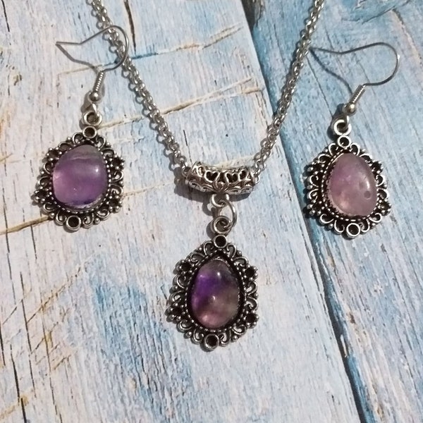 Amethyst Jewelry Set - Etsy