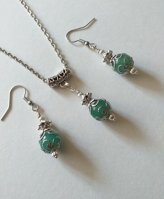 Jade Jewelry Set Victorian Silver Set Jade Earrings Jade - Etsy
