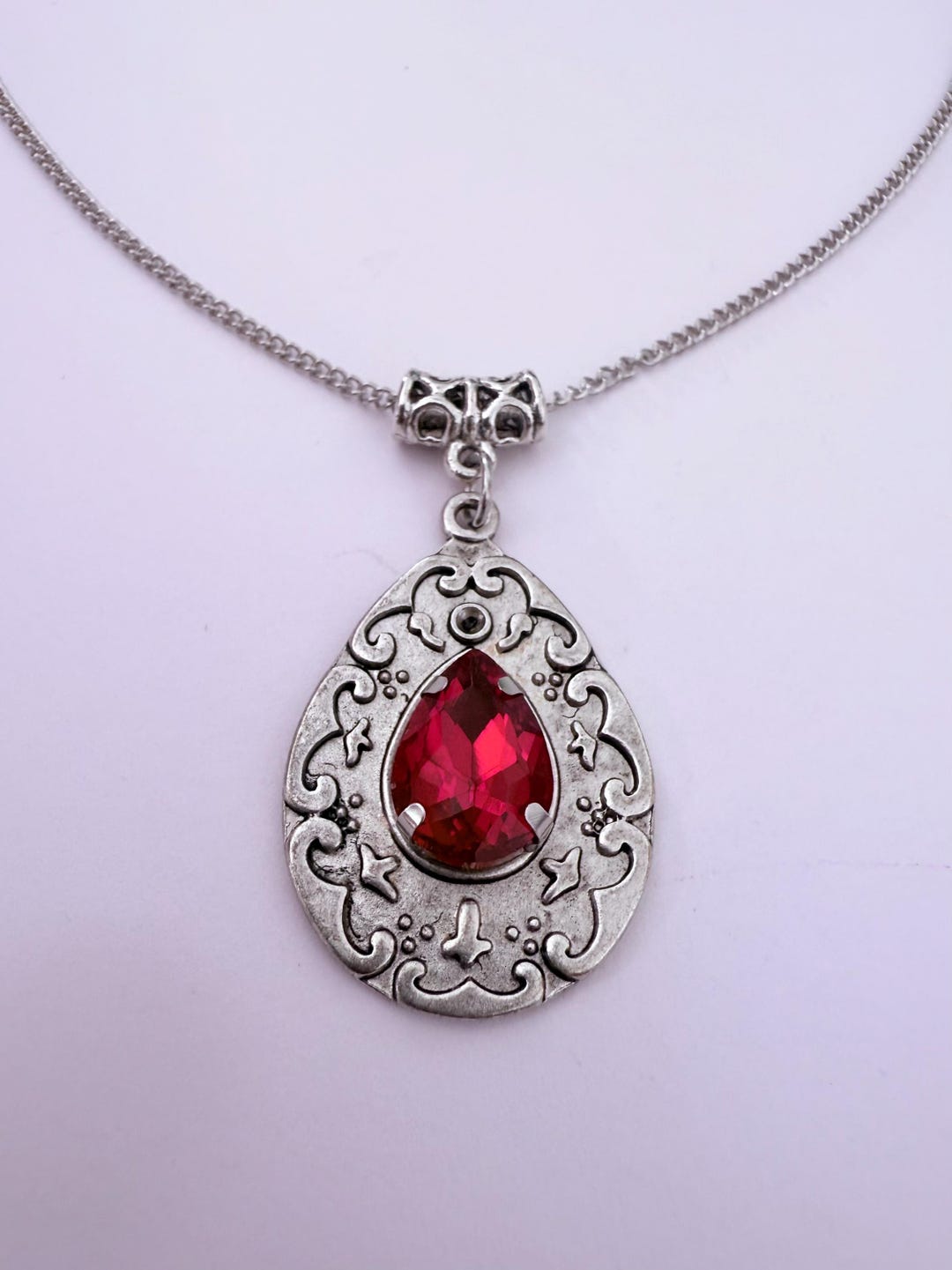 Victorian Ruby Red Silver Necklace Ruby Red Necklace Earrings Victorian ...