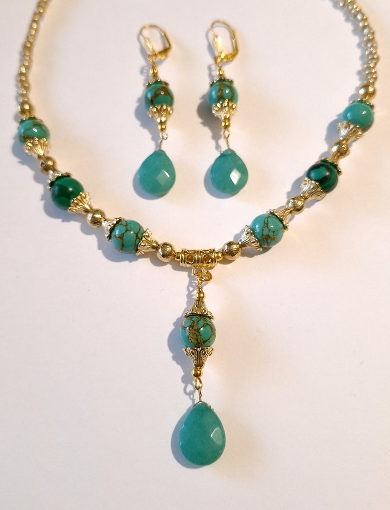 Jade Malachite Azurite Gold Jewelry Set Victorian Gold Set Jade ...