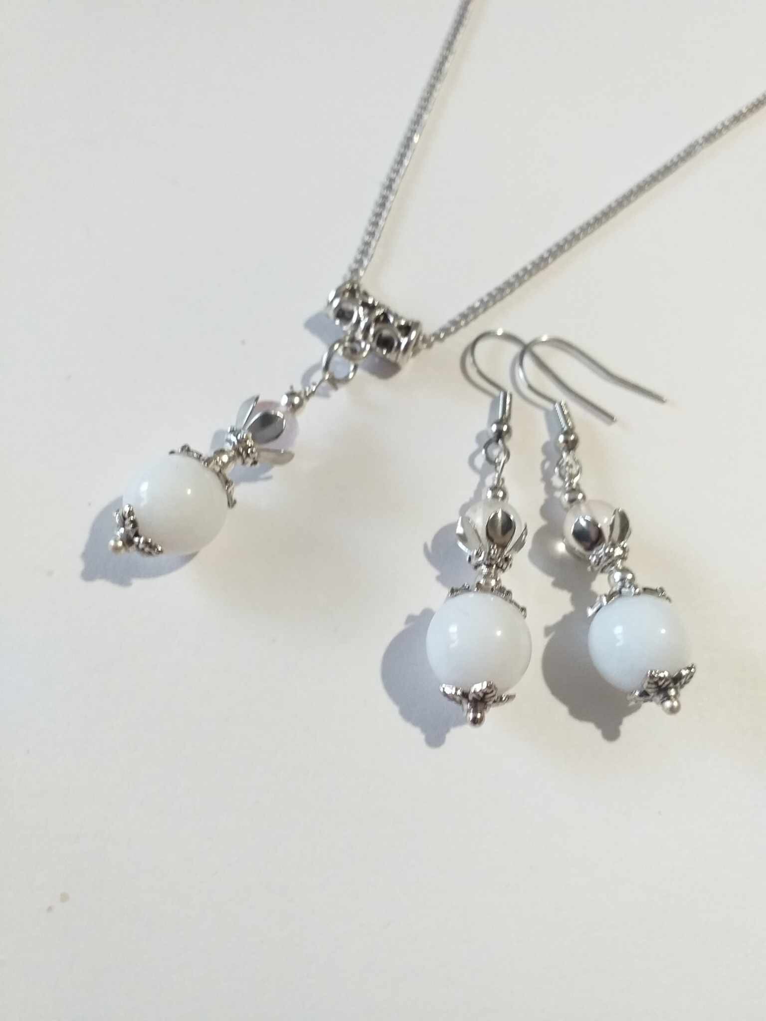 White Nephrite Jade Silver Jewelry Set White Jade Tourmaline - Etsy