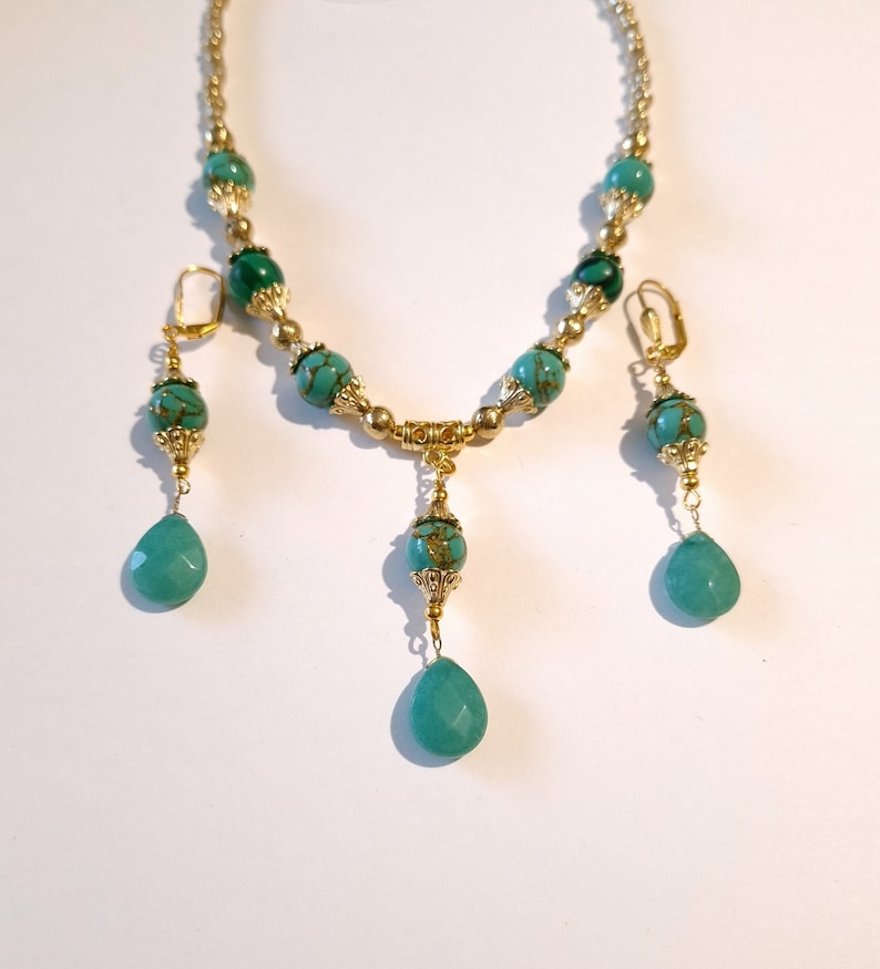 Jade Malachite Azurite Gold Jewelry Set Victorian Gold Set Jade ...