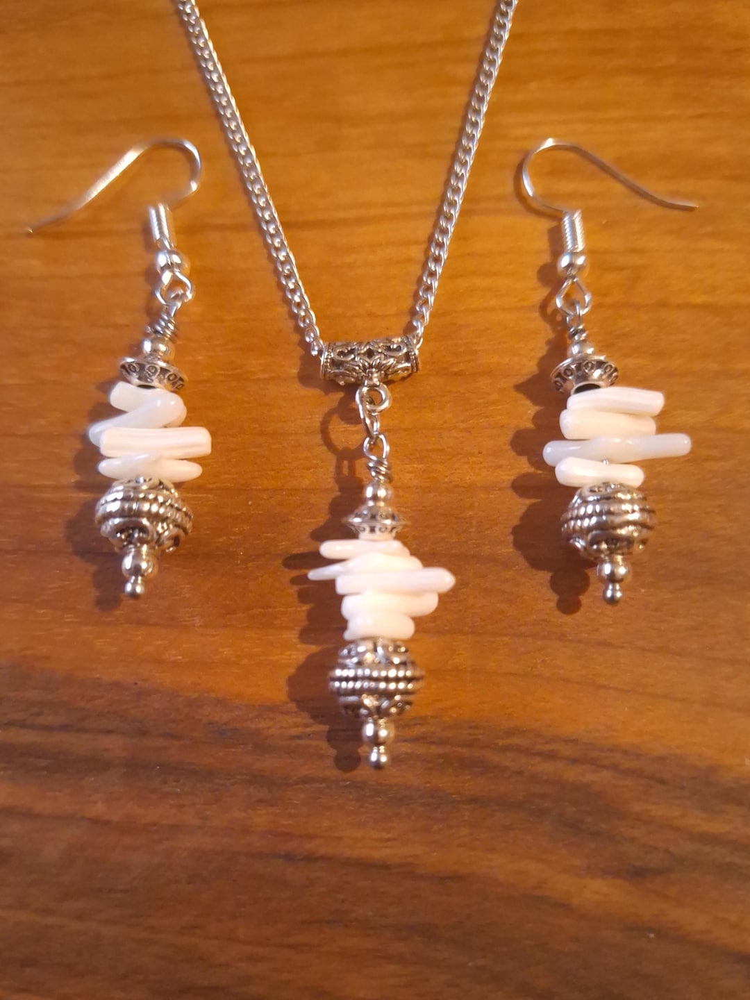 White Coral Silver Jewelry Set Coral Earrings Necklace Set Silver White ...