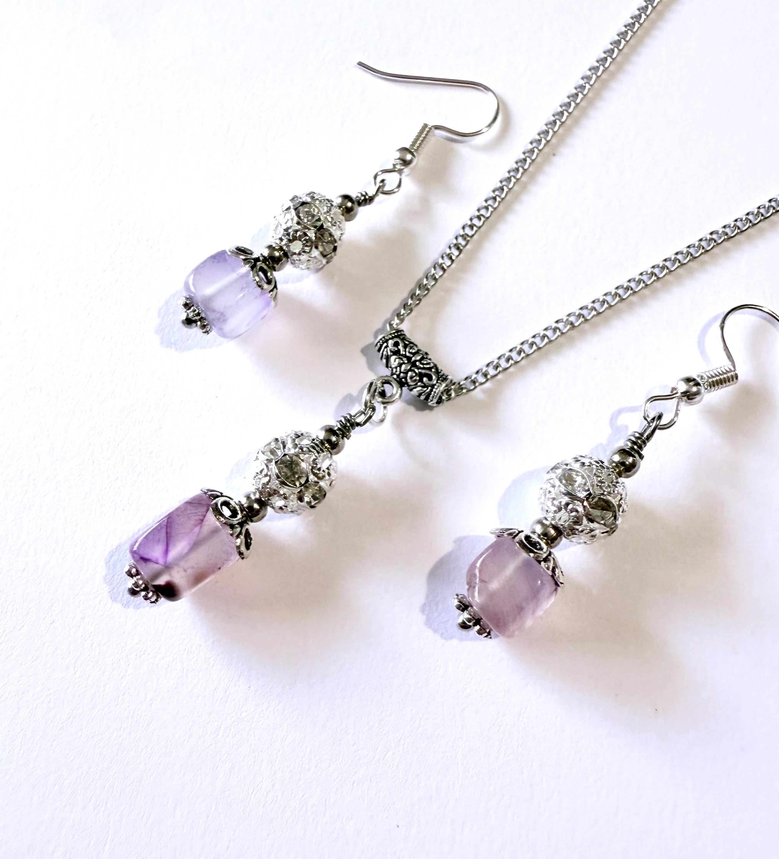 Victorian Jade Silver Jewelry Set Lavender Purple Clear Jadeite ...
