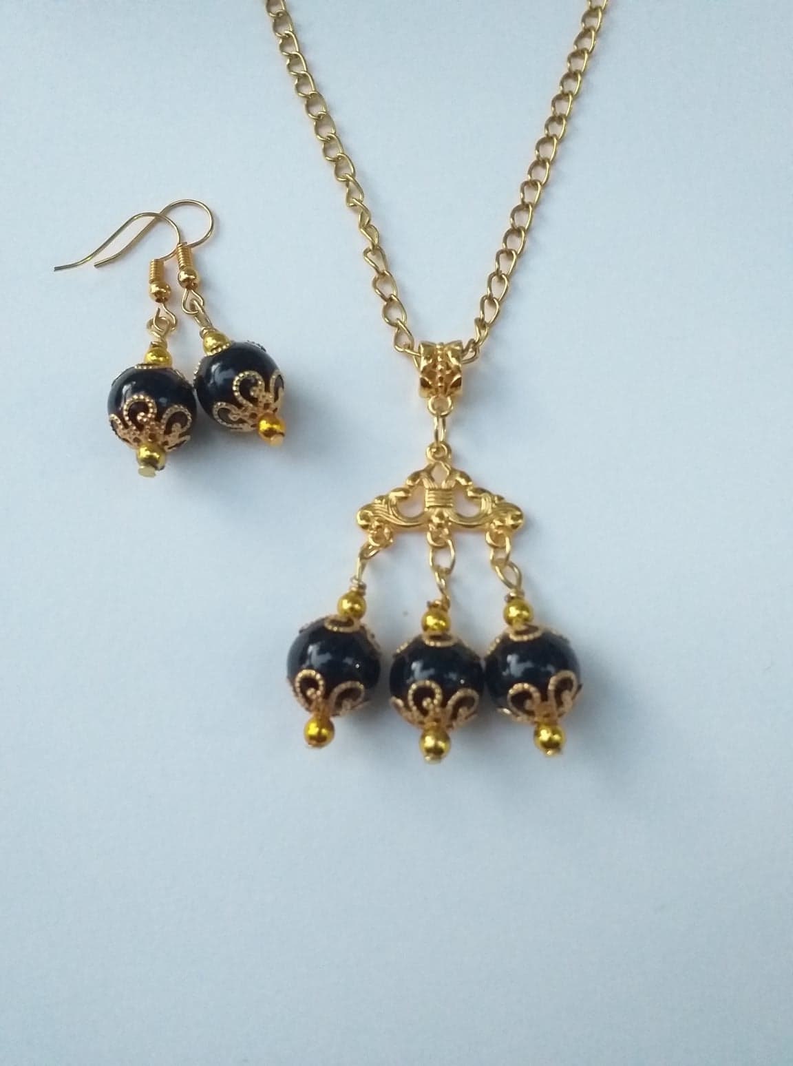 Gold set Victorian jewelry set filigree gold set necklace and | Etsy