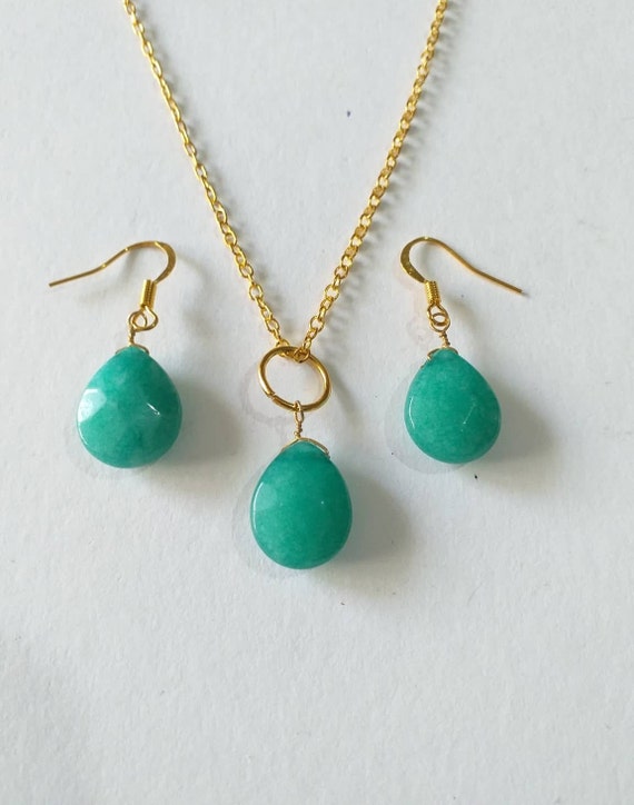Jade Jewelry Set Victorian Gold Set Jade Earrings Jade - Etsy