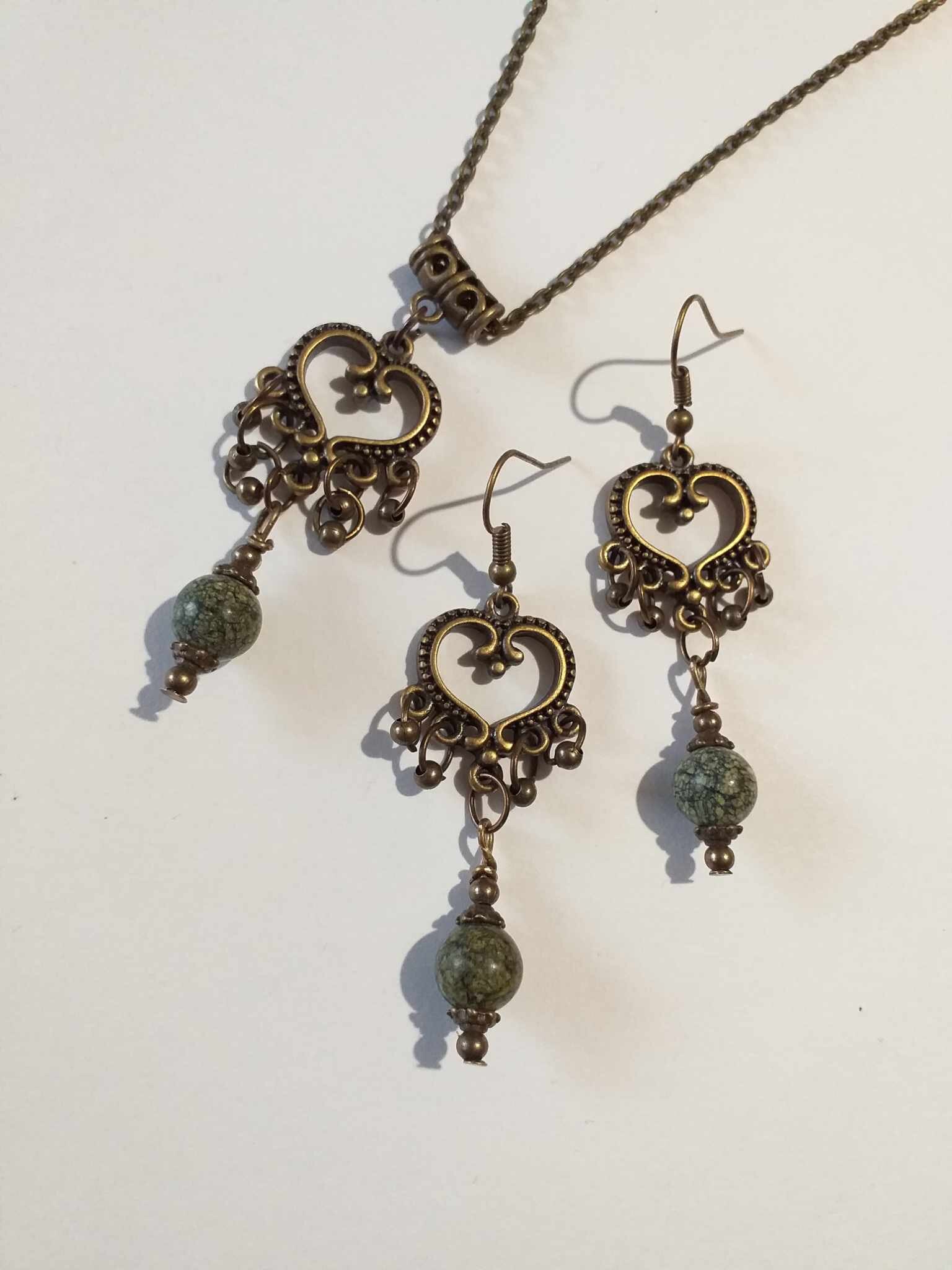 Victorian Serpentine Bronze Jewelry Set Bohemian Jewelry Set Earrings ...