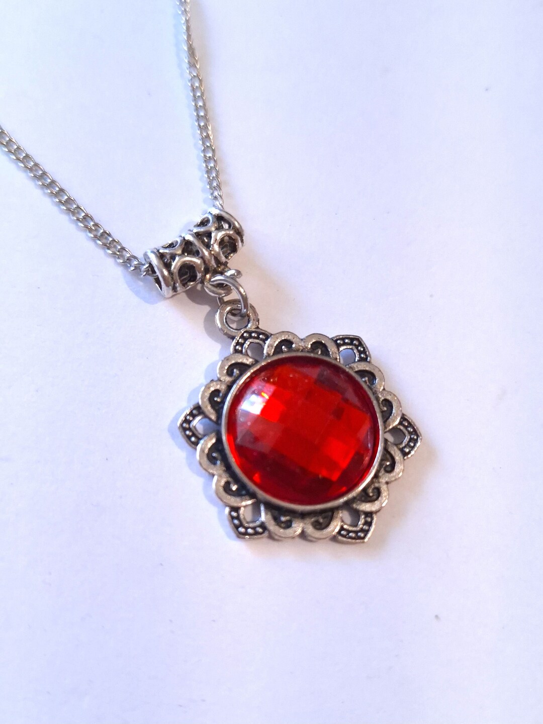 Victorian Ruby Red Silver Necklace Jewelry Set Ruby Red Set Necklace ...