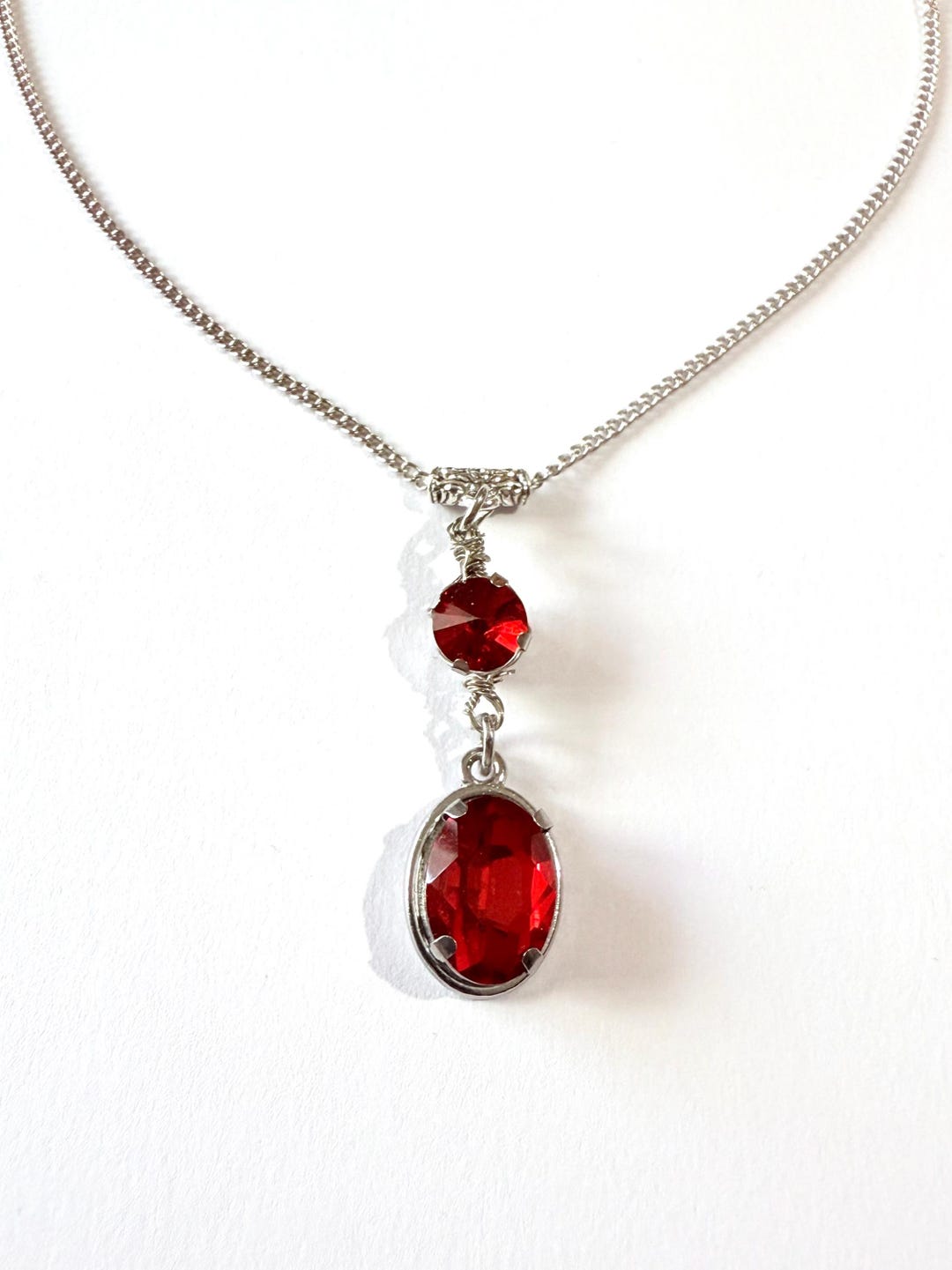 Victorian Ruby Red Silver Necklace Ruby Red Necklace Earrings Victorian ...