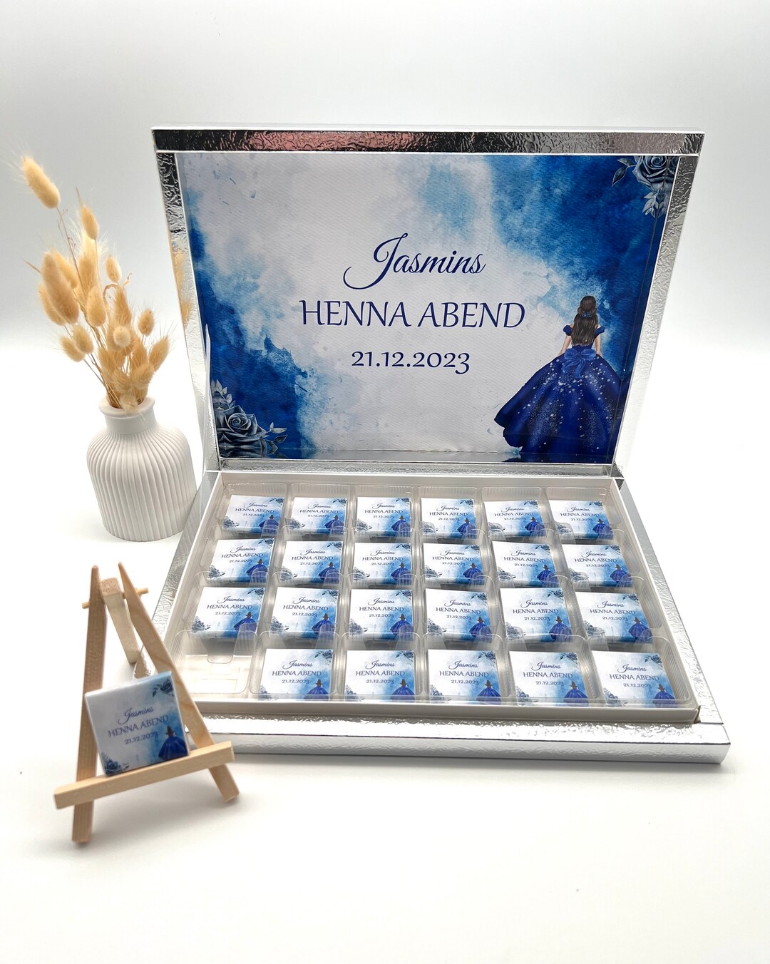 Personalized Chocolate Box in Gold, Silver, Black, or Light Blue for ...