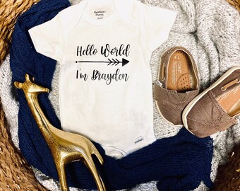 Hello World Bodysuit Newborn Outfit Baby Name Outfit - Etsy
