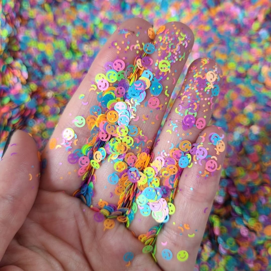 Neon Smiley Face Glitter Mix, Glitter for Face Hair Nail Art, Loose ...