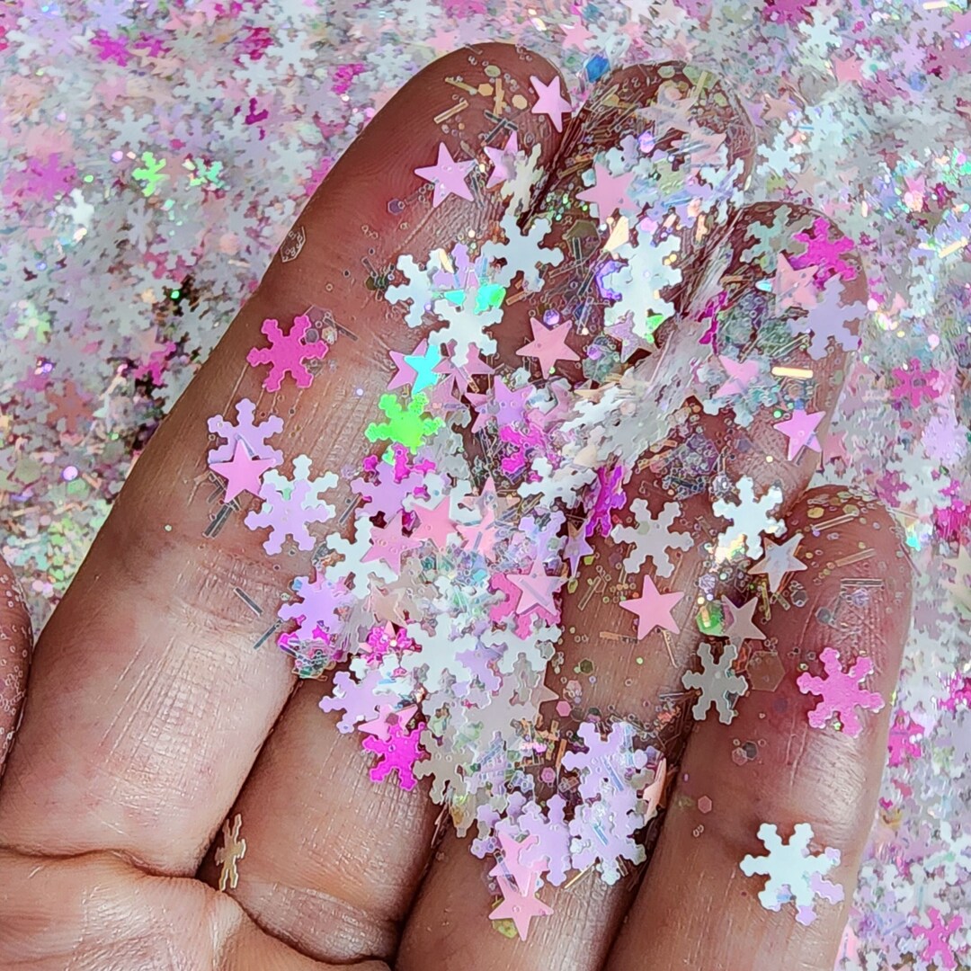 Pink Snowflakes Chunky Glitter Mix, Glitter Face Body Hair Nail Art ...