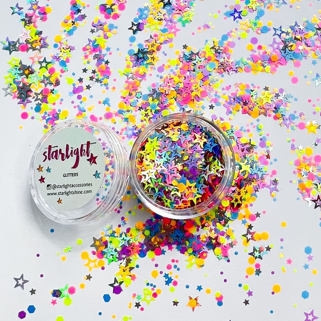 1oz Multicolored Star Glitter Mix, Chunky Glitter Mix for Face Body ...