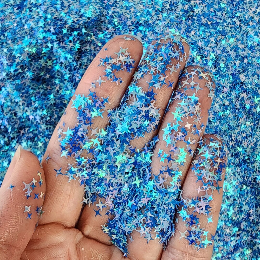 Blue 4-point Star Glitter, Glitter for Face Nail Art, Glitter for ...