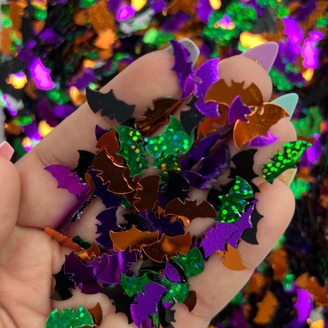 Holographic Bat Glitter Mix, Halloween Glitter for Face Body Nail Art ...