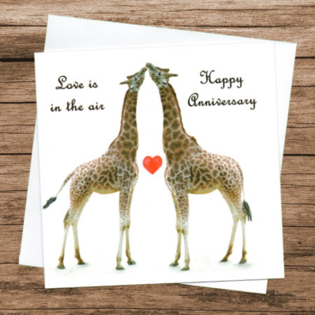 Giraffe Happy Anniversary Card Love is in the Air - Etsy