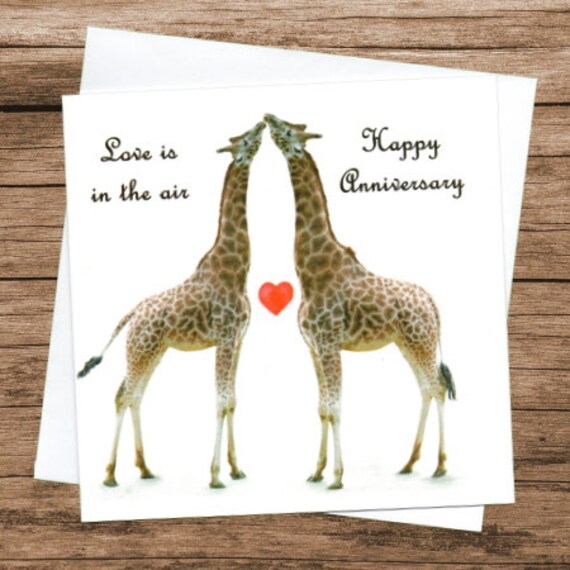 Giraffe Happy Anniversary Card Love is in the Air | Etsy