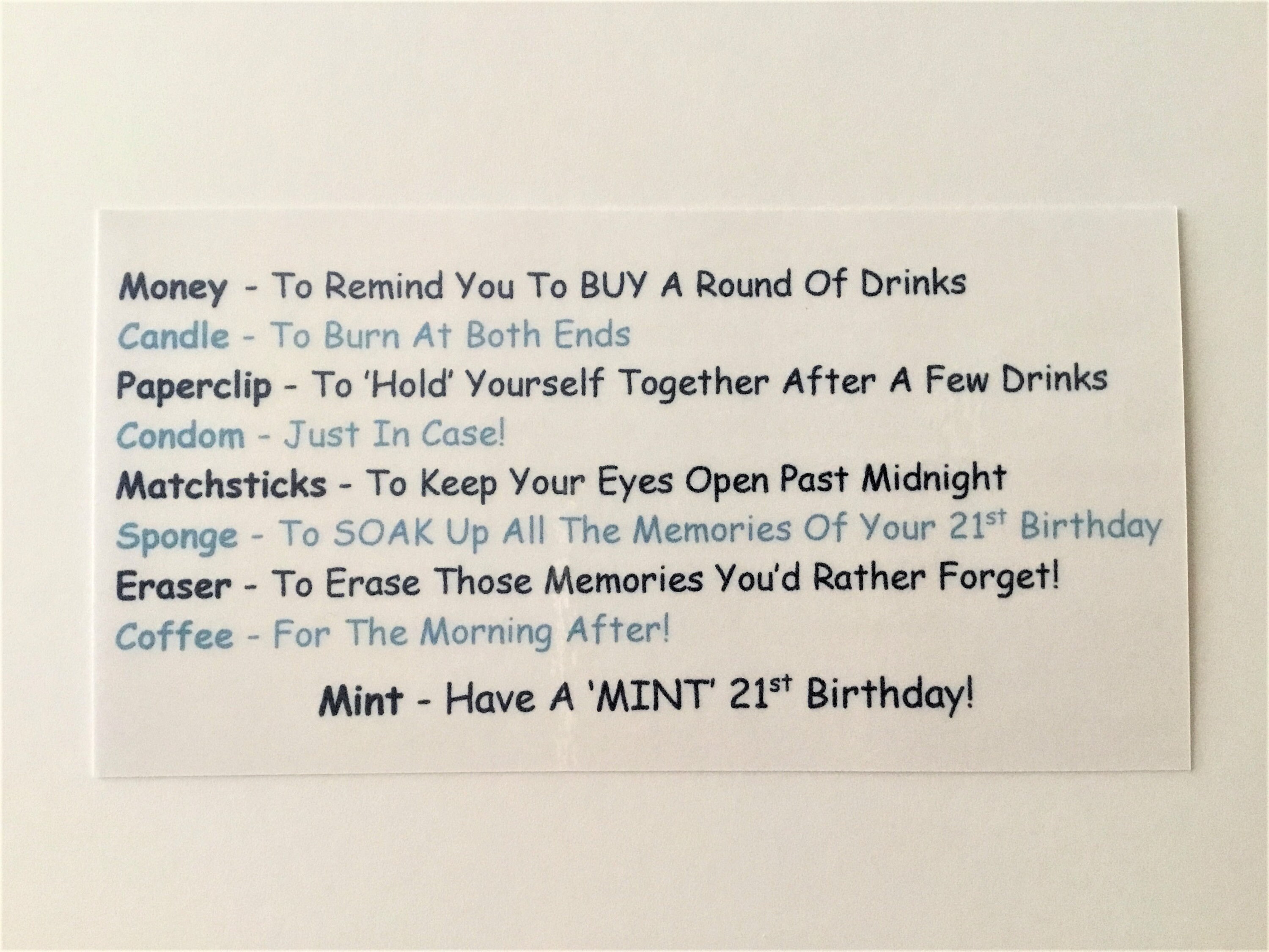21st Birthday Survival Kit - MALE - Novelty Gift, Fun Birthday Present ...