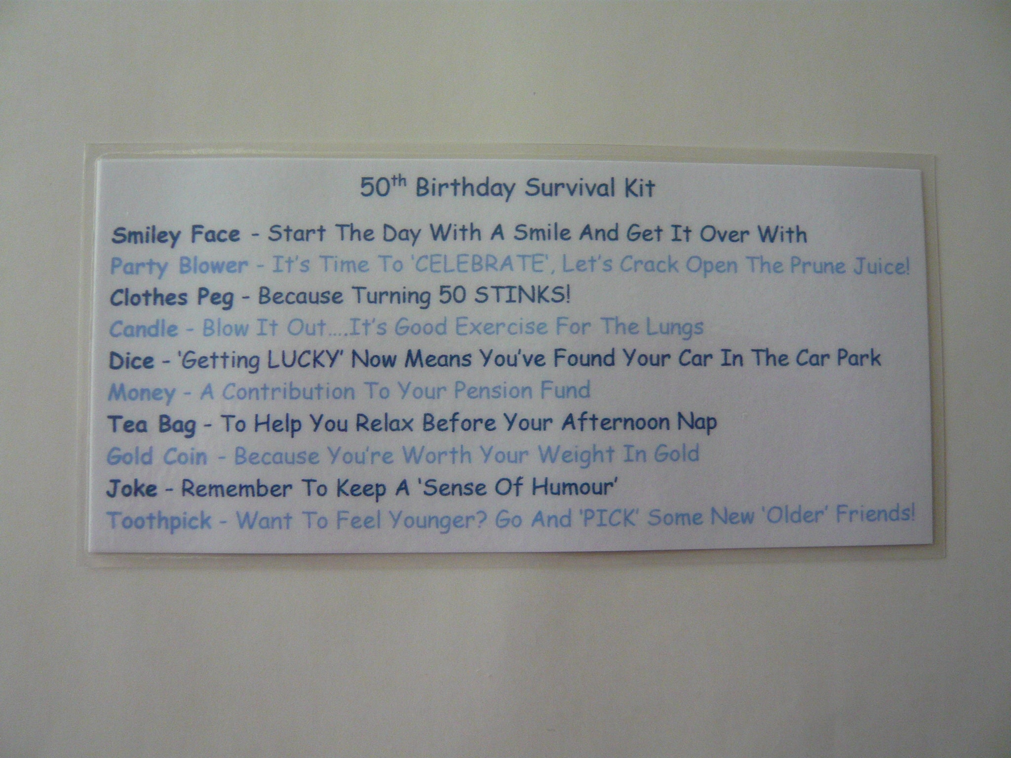 50th Birthday Survival Kit - MALE - Novelty Gift, Fun Birthday Present ...