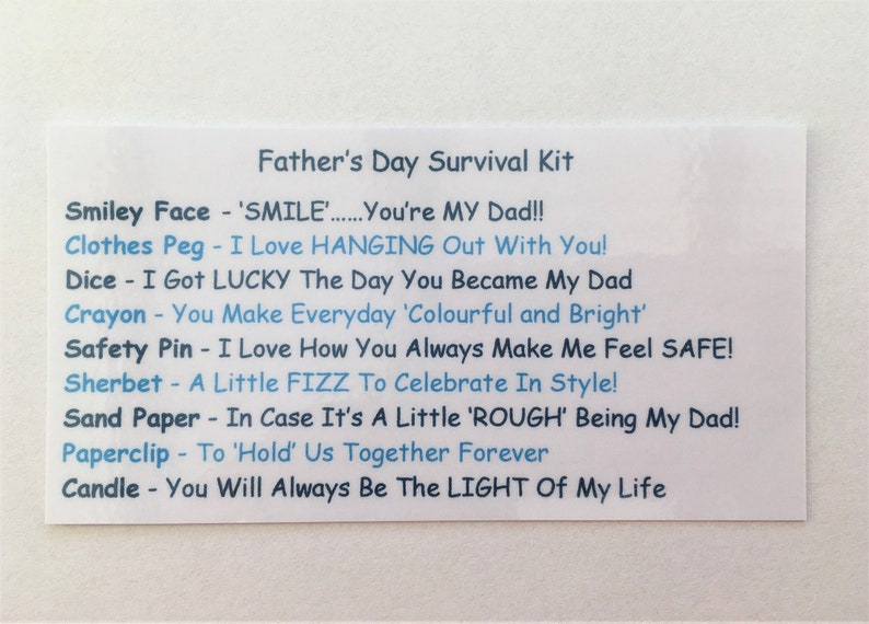 Fathers Day Survival Kit - Fun Novelty Gift, Cute Present, Sentimental ...
