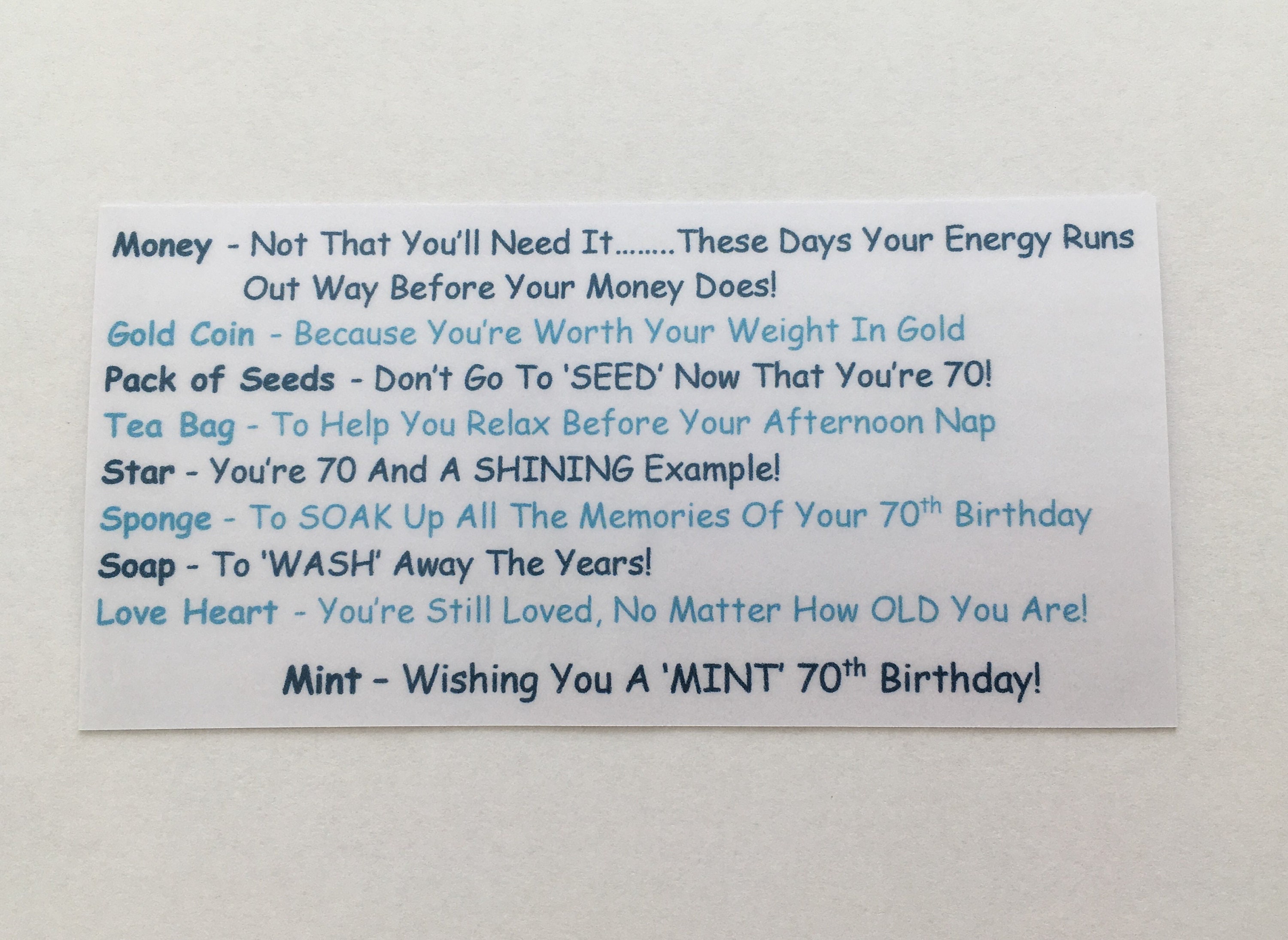 70th Birthday Survival Kit MALE Novelty Gift, Fun Birthday Present ...