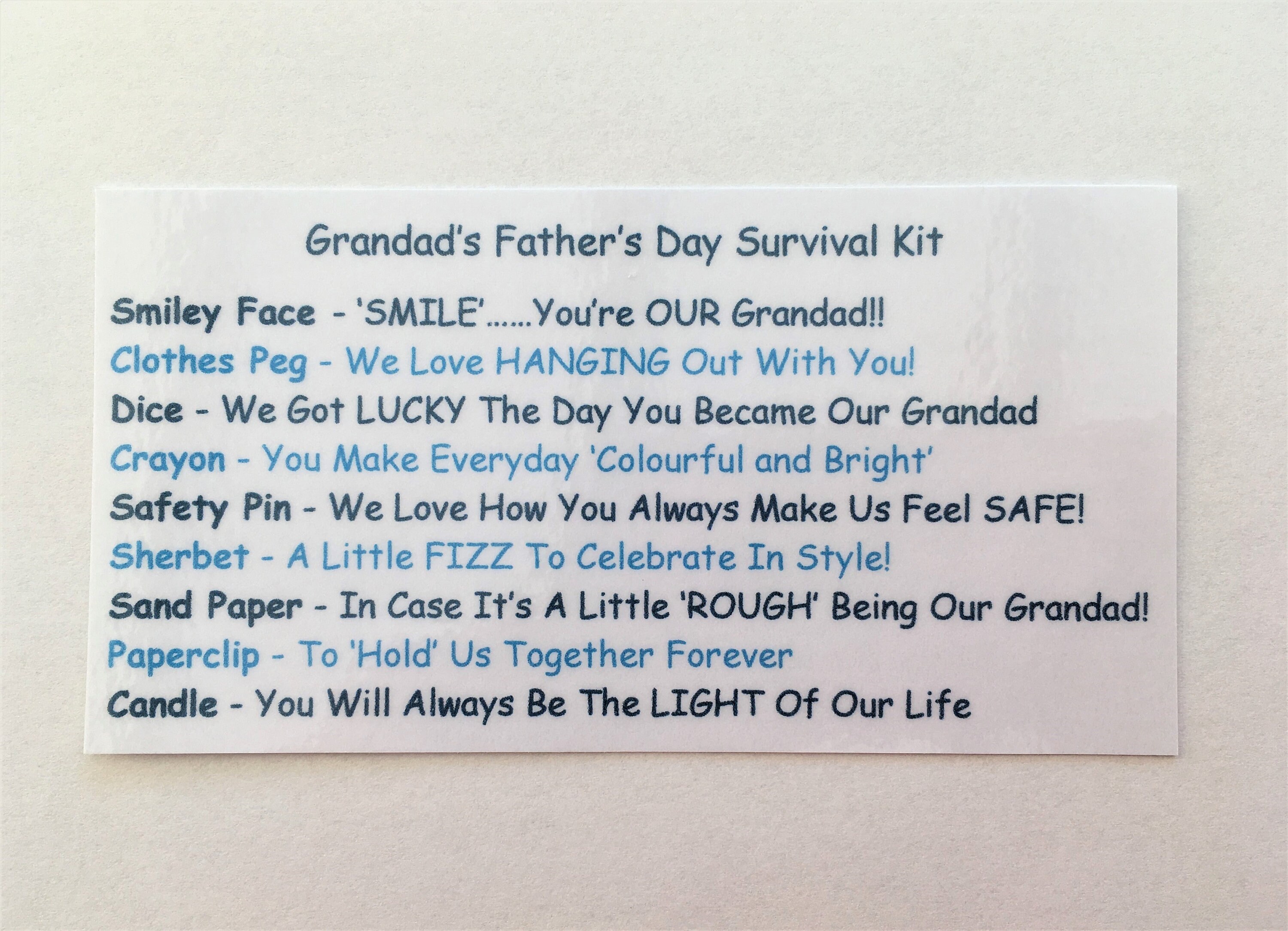 Grandad's Father's Day Survival Kit: Novelty Gift With Sentimental ...