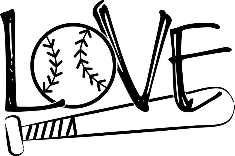 Love Baseball With Bat Svg Etsy